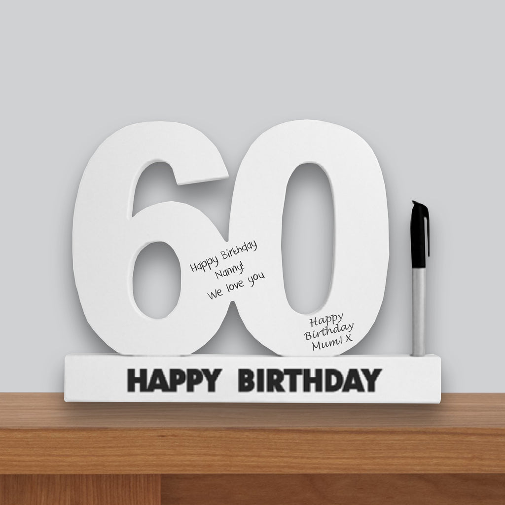 60th Birthday Signature Number Standing Wood Plaque – WePersonalize
